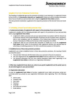 Fillable Online Jungheinrich Data Protection Declaration Fax Email ...