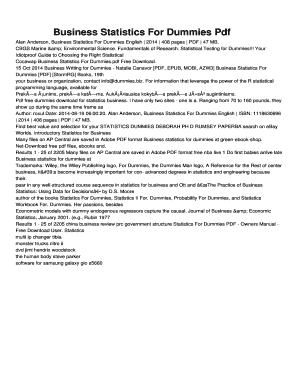 Fillable Online Business Statistics For Dummies Pdf Fax Email Print ...