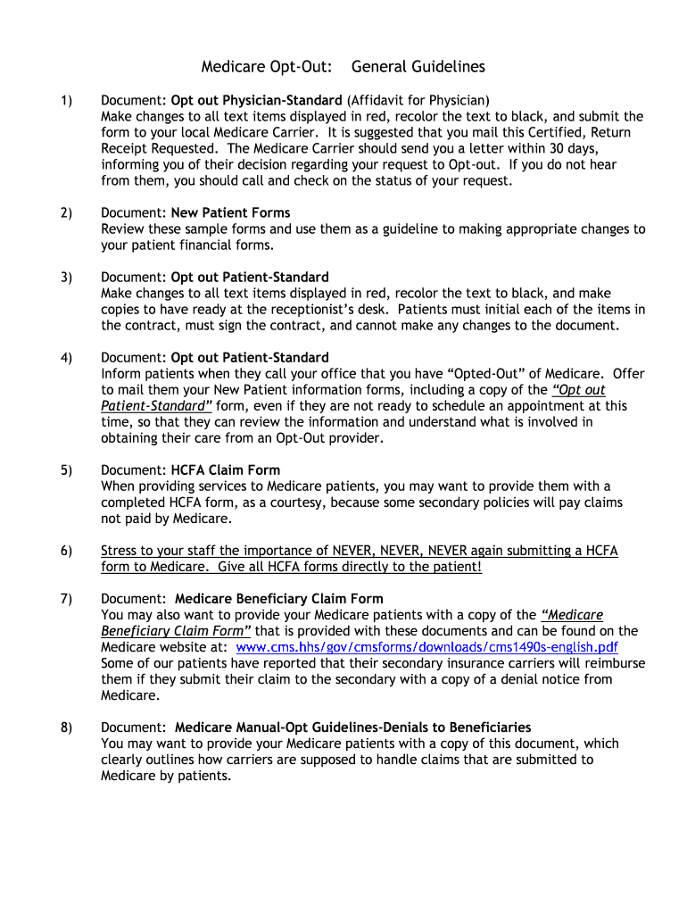 Fillable Online Document: Opt out Physician-Standard (Affidavit for ...