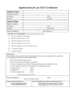 Fillable Online Application for an ACE Certificate Fax Email Print ...