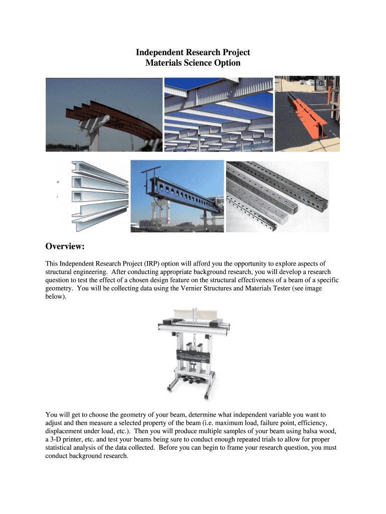Fillable Online Independent Research Project Fax Email Print - pdfFiller