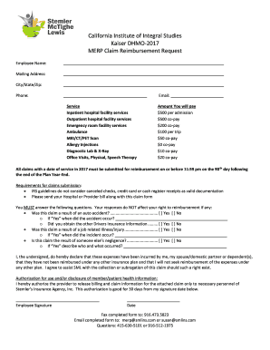 Fillable Online MERP Claim Reimbursement Request Fax Email Print ...