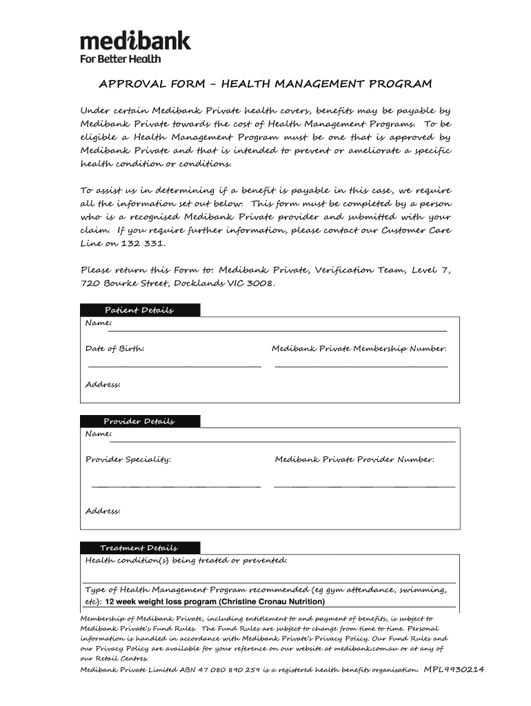 Fillable Online Under certain Medibank Private health covers, benefits ...