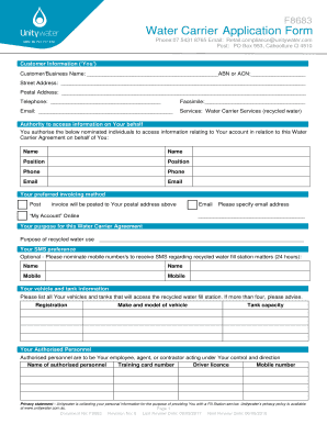 Fillable Online Water Carrier Application Form Fax Email Print - pdfFiller