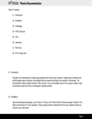 Fillable Online inFocus Theme Documentation Fax Email Print - pdfFiller