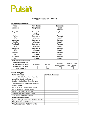 Fillable Online Blogger Request Form Fax Email Print - pdfFiller