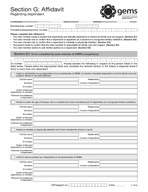 Fillable Online Section G: Affidavit Fax Email Print - pdfFiller