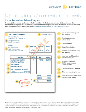 Fillable Online Natural gas furnace/boiler invoice requirements Fax ...