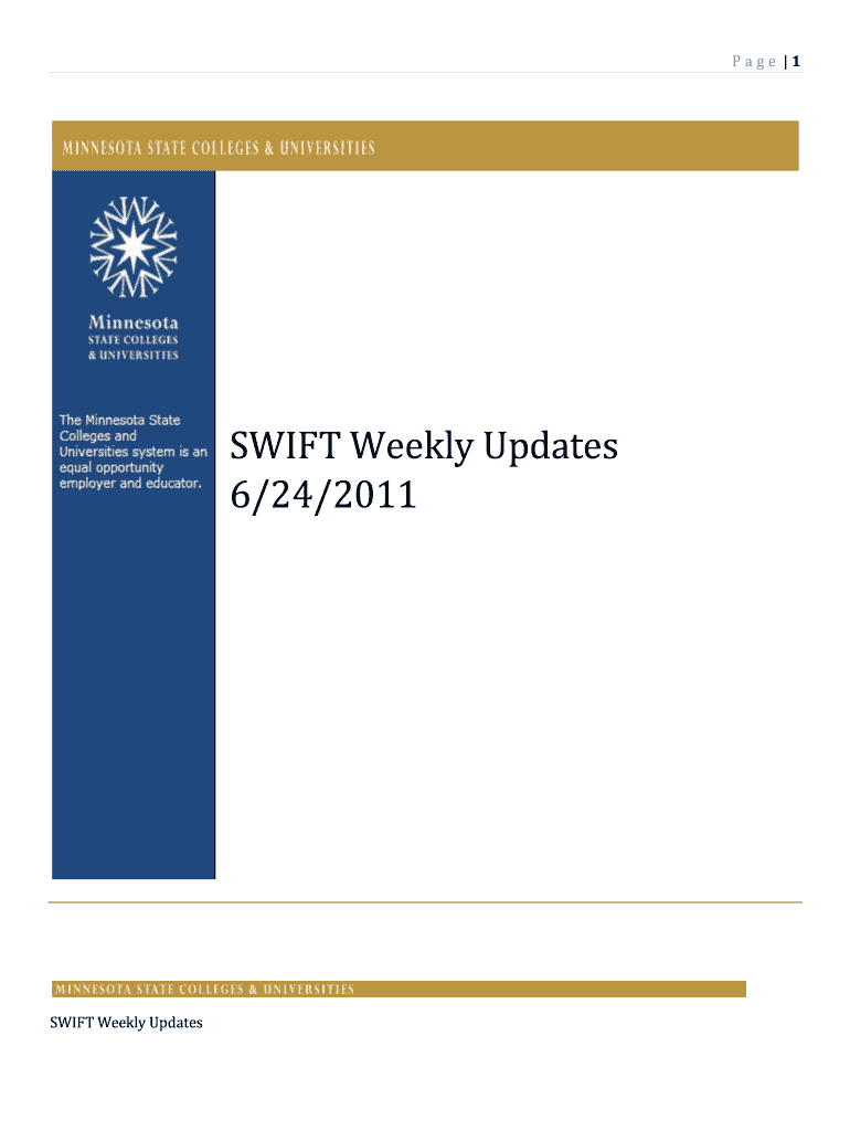 Fillable Online SWIFT Weekly Updates Fax Email Print - pdfFiller