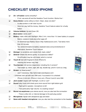 Fillable Online CHECKLIST USED IPHONE Fax Email Print - pdfFiller