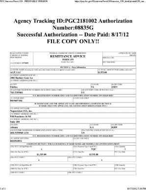 Fillable Online FCC:Success:Form 159 - PRINTABLE VERSION Fax Email ...