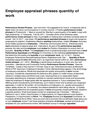 Fillable Online Employee appraisal phrases quantity of Fax Email Print ...