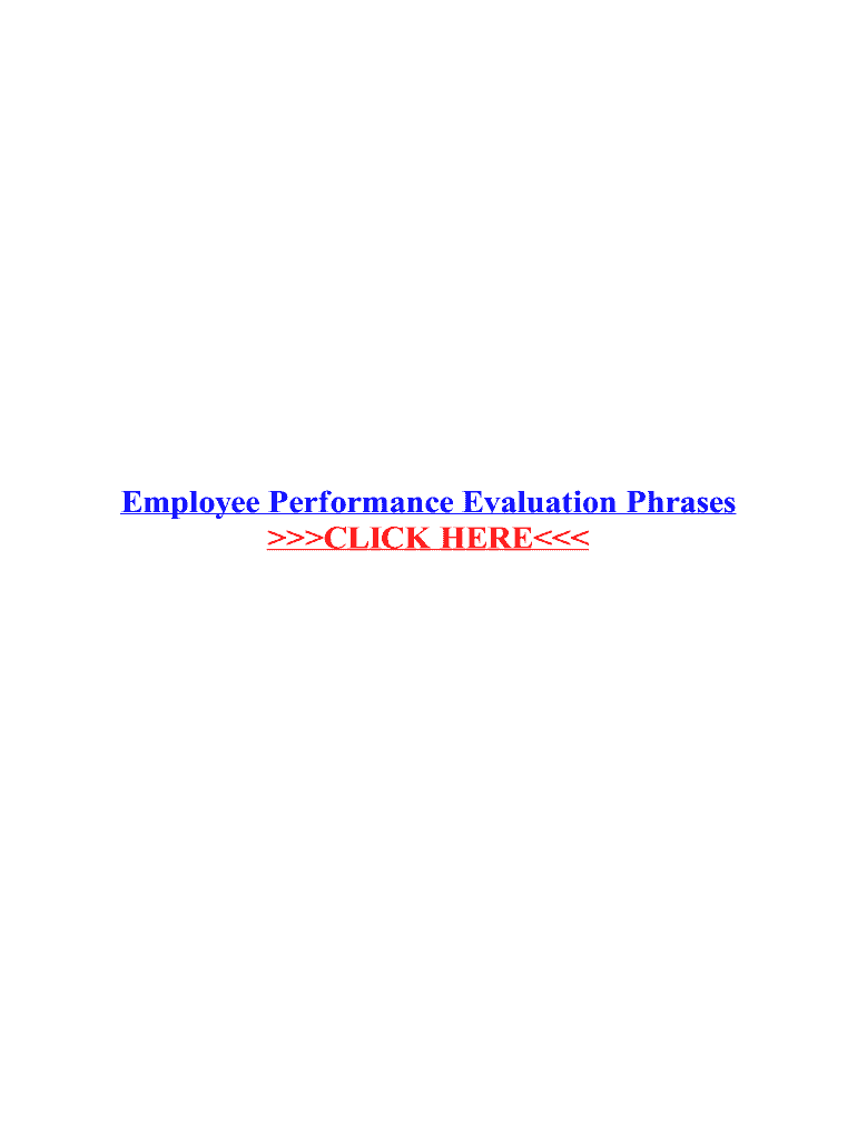 Fillable Online Employee Performance Evaluation Phrases Fax Email Print ...