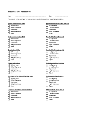 Fillable Online Electrical Skill Assessment Fax Email Print - pdfFiller