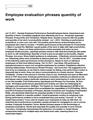 Fillable Online Employee evaluation phrases quantity of Fax Email Print ...