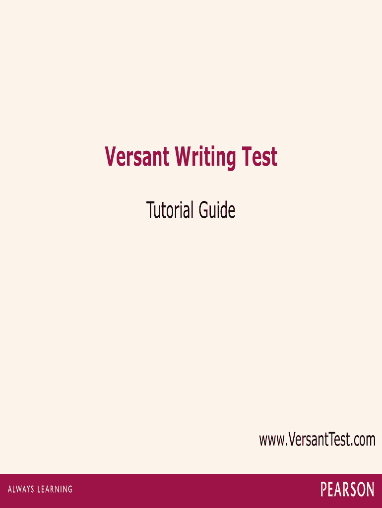 Fillable Online Welcome to the Versant Writing Test Fax Email Print ...