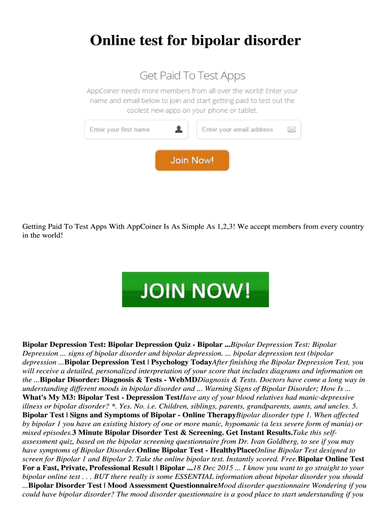 Fillable Online Online test for bipolar disorder Fax Email Print ...