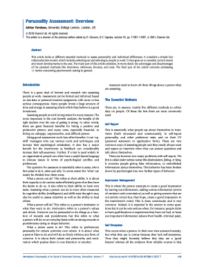 Fillable Online Personality Assessment: Overview Fax Email Print ...
