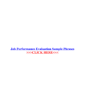 Fillable Online Job Performance Evaluation Sample Phrases Fax Email ...