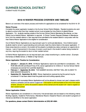 Fillable Online 2018-19 WAIVER PROCESS OVERVIEW AND TIMELINE Fax Email ...