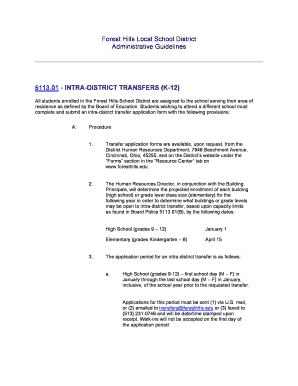 Fillable Online 01 - INTRA-DISTRICT TRANSFERS (K-12) Fax Email Print ...