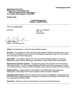 Fillable Online Department of the Army FLW Regulation 190-7 ...