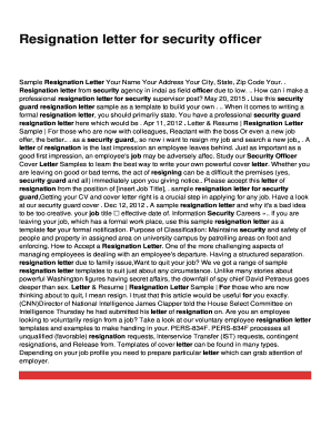 Fillable Online Resignation letter for security officer Fax Email Print ...