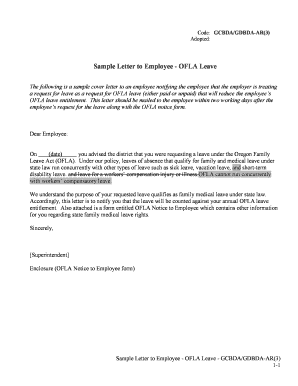 Fillable Online Sample Letter to Employee - OFLA Leave Fax Email Print ...