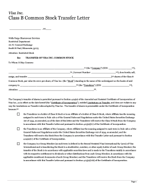 Fillable Online Class B Common Stock Transfer Letter Fax Email Print ...