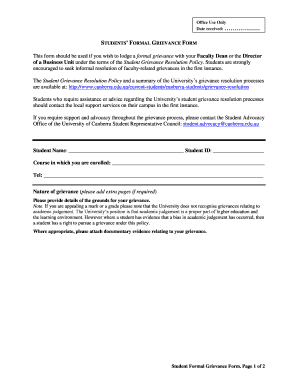 Fillable Online STUDENTS FORMAL GRIEVANCE FORM Fax Email Print - pdfFiller