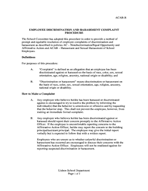 Fillable Online EMPLOYEE DISCRIMINATION AND HARASSMENT COMPLAINT Fax ...