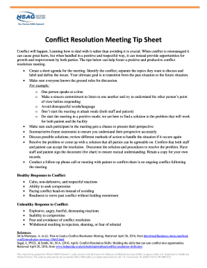 Fillable Online Conflict Resolution Meeting Tip Sheet Fax Email Print ...