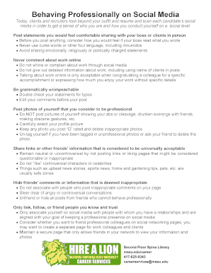 Fillable Online Behaving Professionally on Social Media Fax Email Print ...