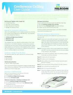 Fillable Online Conference Calling from Waitsfield and Champlain Valley ...