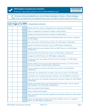 Fillable Online SMS Replies Competencies Checklist Fax Email Print ...