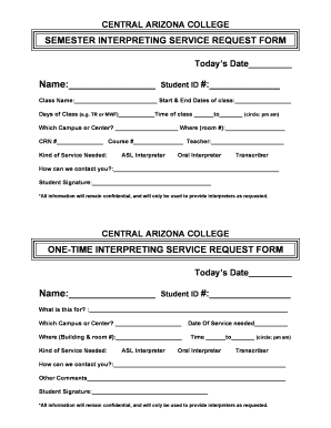 Fillable Online SEMESTER INTERPRETING SERVICE REQUEST FORM Fax Email ...
