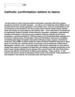 Fillable Online Catholic confirmation letters to teens Fax Email Print ...