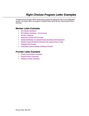 Fillable Online Right Choices Program Letter Examples Fax Email Print ...