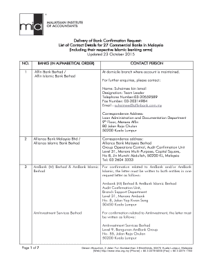 Fillable Online Delivery of Bank Confirmation Request: Fax Email Print ...