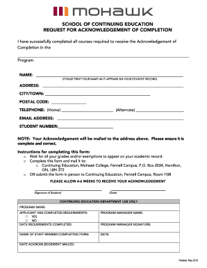 Fillable Online REQUEST FOR ACKNOWLEDGEMENT OF COMPLETION Fax Email ...