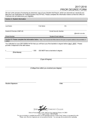 Fillable Online PRIOR DEGREE FORM Fax Email Print - pdfFiller