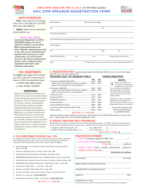 Fillable Online ANC 2016 SPEAKER REGISTRATION FORM Fax Email Print ...