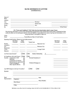 Fillable Online BANK REFERENCE LETTER Fax Email Print - pdfFiller