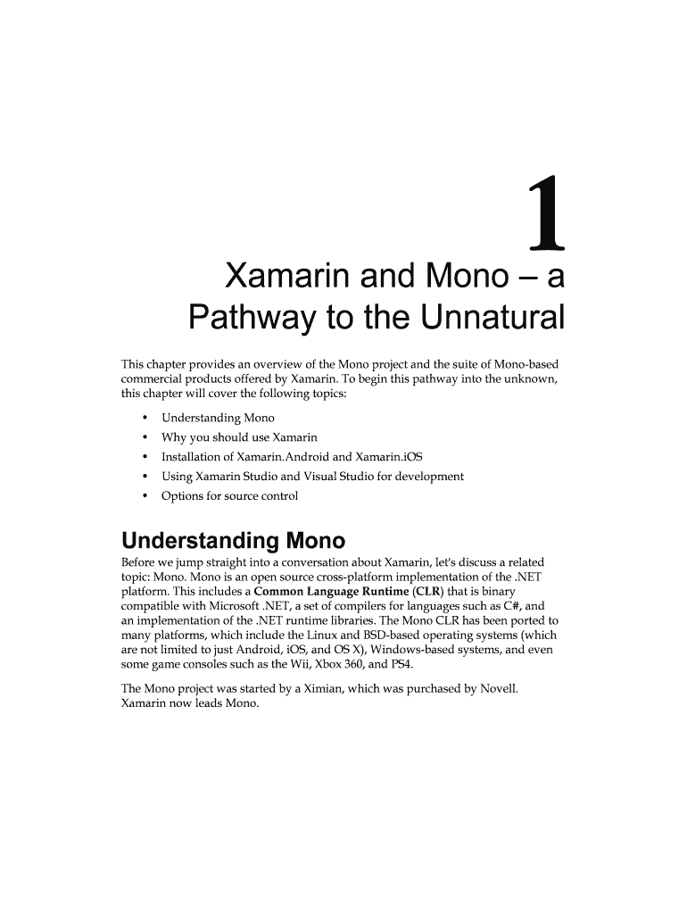 Fillable Online This chapter provides an overview of the Mono project ...