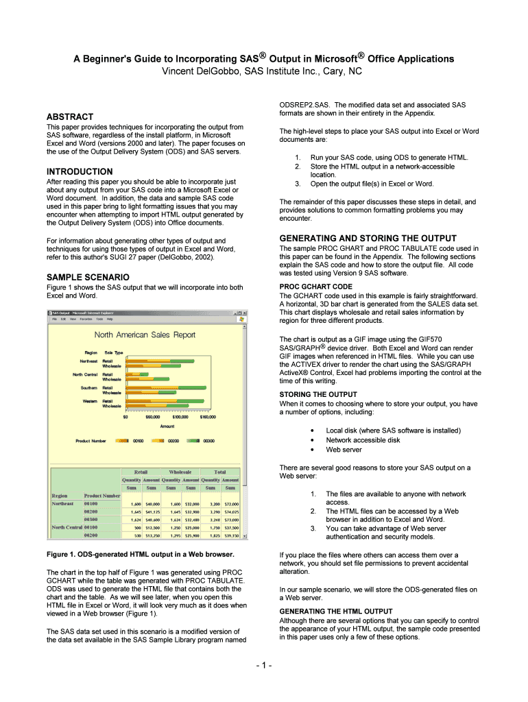 Fillable Online A Beginner's Guide to Incorporating SAS Output in ...