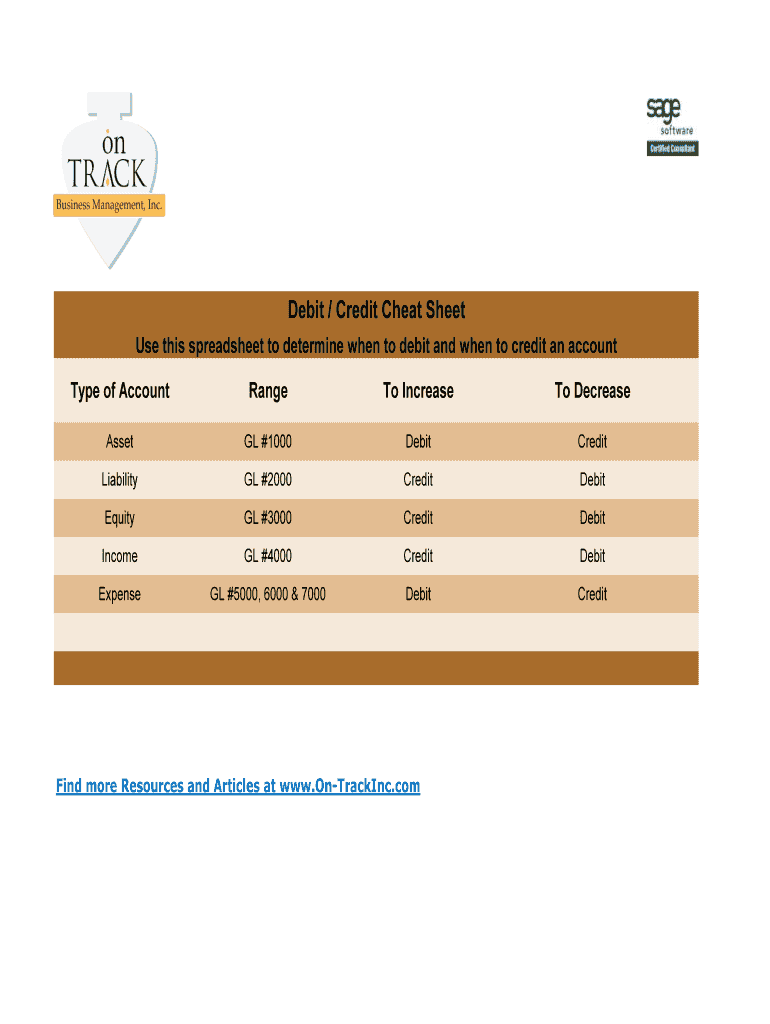 Fillable Online Debit / Credit Cheat Sheet Fax Email Print - pdfFiller Fillable Online Debit / Credit Cheat Sheet Fax Email Print - pdfFiller