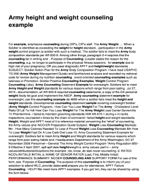 Fillable Online Army height and weight counseling Fax Email Print ...