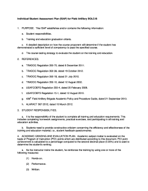 Fillable Online Individual Student Assessment Plan (ISAP) for Field ...