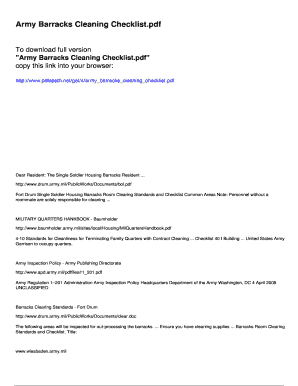 Fillable Online Army Barracks Cleaning Checklist Fax Email Print ...