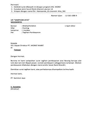 Fillable Online Ketiklah surat dibawah ini dengan program MS Fax Email ...